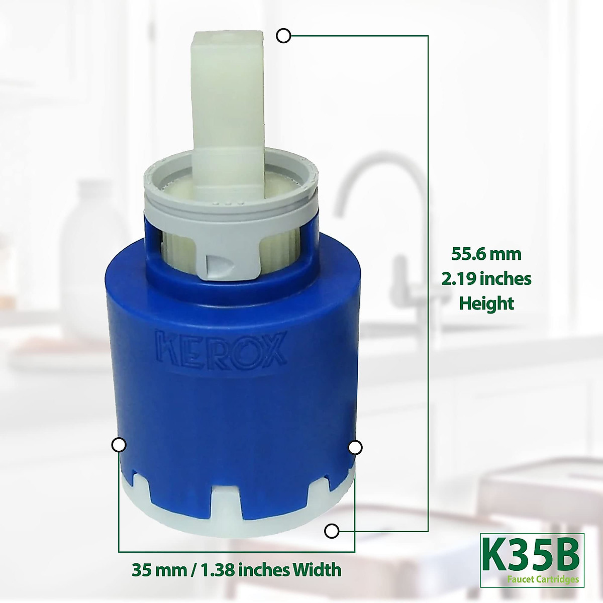 Kerox NKJ35A Single Lever Faucet Cartridge, Replacement Cartridge w/Right Rotation, Repair Kit for Kerox Single Lever Faucet - 35mm