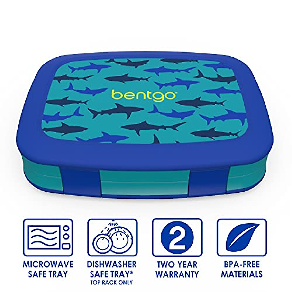 Bentgo Prints Insulated Lunch Bag Set With Kids Bento-Style Lunch Box (Shark)