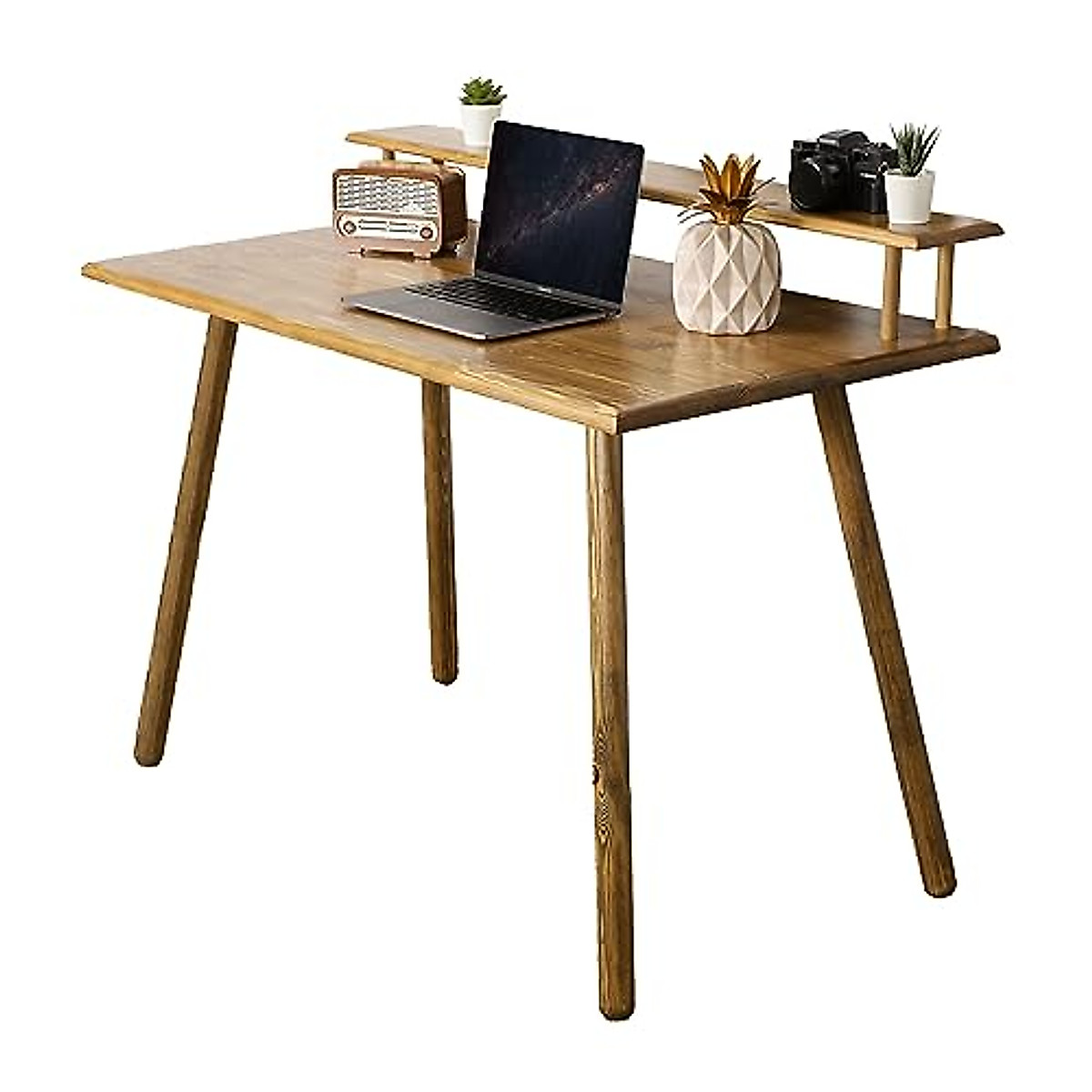 BAROKKO Solid Wood Desk 46"; Computer Desk;Home Office Desk with Monitor Shelf