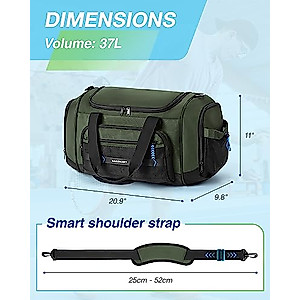 Gym Bag for Men & Women, BAGSMART Sports Travel Duffel Bag Carry-on Bag, Lightweight Weekend Overnight Bag with Shoe Compartment & Wet Pocket, Water-resistant Workout Duffle Bag for Travel Gym -Green