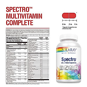 Solaray Spectro Multivitamin with Iron | Cal/Mag, Energizing Greens & Herbs with Digestive Enzymes (60 Serv, 360 CT)