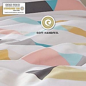INTELLIGENT DESIGN Reversible 100% Cotton Sateen Duvet - Breathable Comforter Cover, Modern All Season Bedding Set with Sham (Insert Excluded), Storke, Colorful Stripes King/Cal King