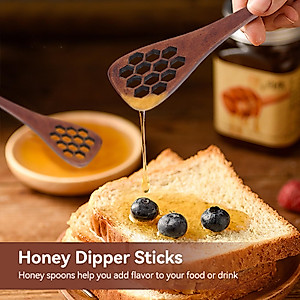 Wood Honey Drizzler 3pcs, Honey Dipper Sticks Wooden Honey Comb Honey Stick Honey Dipper Spoon Coffee Stiring Spoon Syrup Dippers(Brown)