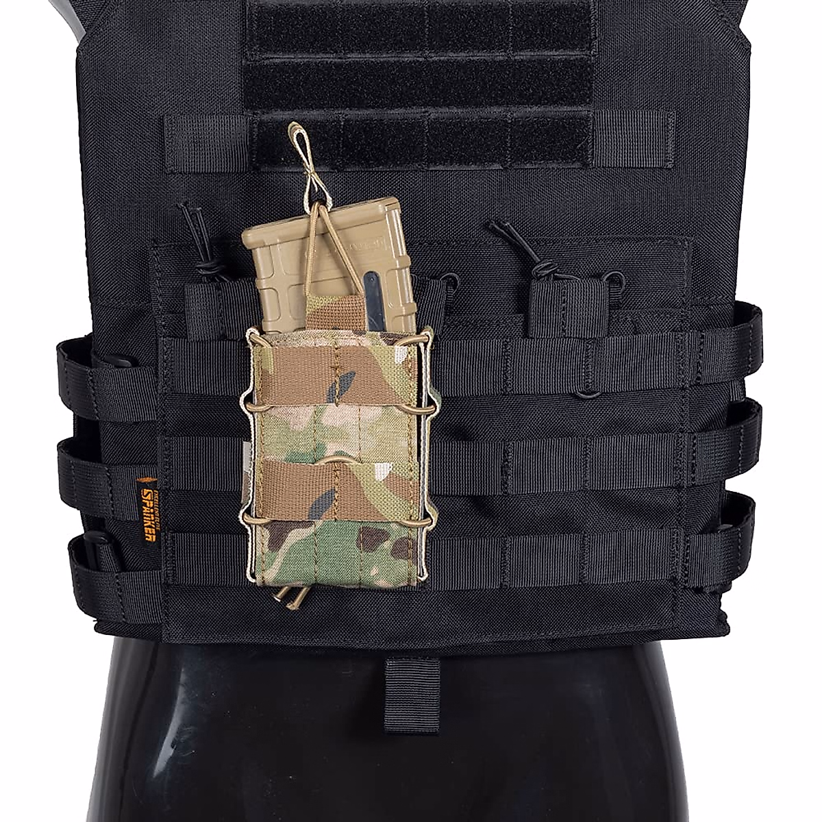 EXCELLENT ELITE SPANKER Tactical Molle Single/Double Open-Top Mag Pouch for M4 M14 M16 AR15 G36 Magazine (A Single-Multicam)