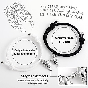 SLOONG 2Pcs Couple Bracelets Otter Bracelet for Women Magnetic Bracelets set Cute Sea Otters Gifts for Mom Sister Girlfriend Boyfriend Best Friend Forever BFF Bracelet for 2