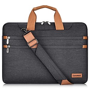 LONMEN 17.3 Inch Laptop Shoulder Bag,Computer Sleeve Carrying Case for 17.3" Lenovo IdeaPad 330 / Dell Inspiron 17 5000 / HP Pavilion/Acer/MSI/ASUS (Black)
