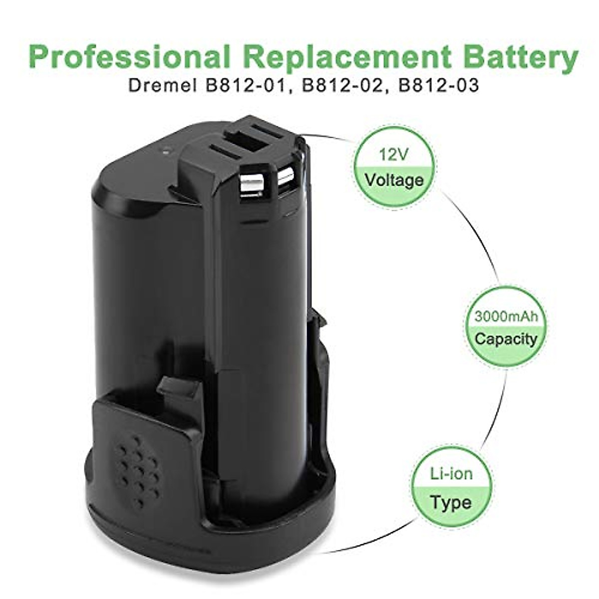 Hanaix 3.0Ah 12V Max Li-ion Replacement Battery for Dremel B812-03 B812-02 8200 8220 8300 B812-01 Rotary Oscillating Cordless Tools for Dremel 12V Battery