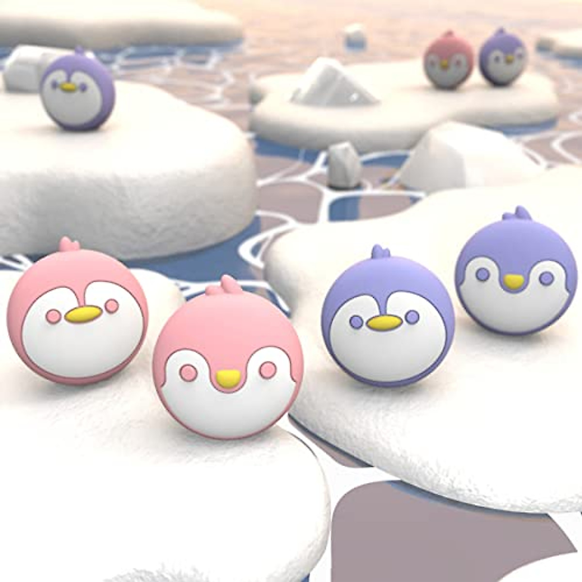 PlayVital Penguin Joystick Caps for Nintendo Switch, Thumbstick Caps for Switch Lite, Analog Cover for Switch OLED Joycon Thumb Grip Caps for Switch & Switch Lite & Switch OLED - Light Violet