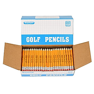Rarlan Golf Pencils with Erasers, 2 HB, Pre-Sharpened, 200 Count Bulk Pack