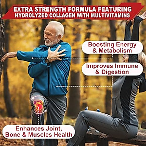 Sugar-Free Hydrolyzed Collagen Peptide Filled Gummies,Extra Strength 1500mg Protein Type I,II,III,V,X with 5000mcg Biotin Vitamin C A E D3 B6 B12 for Immune Digestion Skin Hair Nails Energy Bone Joint