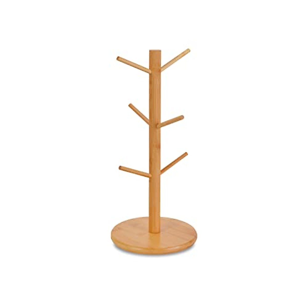 Bamboo Mug Holder Tree，Coffee Cup Holder，Countertop Mug Tree with 6 Hooks，Mug Rack for Counter Stand Coffee Counter Bar Accessory
