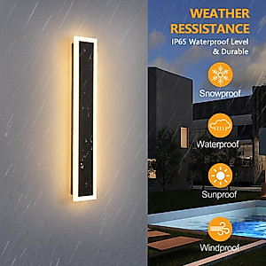 YAOWSZM Outdoor Wall Light LED Modern Outdoor Lights 12W Black Exterior Light Fixture 23.6in Acrylic Outdoor Sconce Lights IP65 for Porch Patio Garage Garden