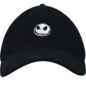 Disney The Nightmare Before Christmas Dad Hat, Jack Skellington Cotton Adult Baseball Cap with Curved Brim, Black, One Size