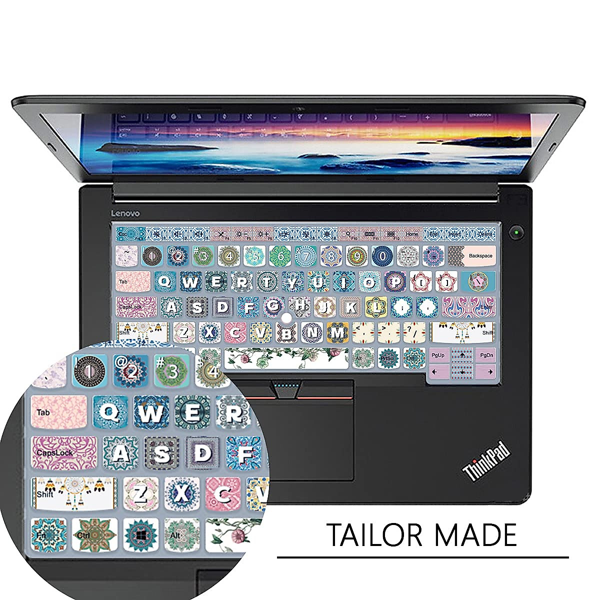 WYGCH Silicone Keyboard Cover for Lenovo IdeaPad ThinkPad E430,E430C,E435,E330,E335,E445,E435,S430,L330,T430U Protector Skin-Bohemian Style
