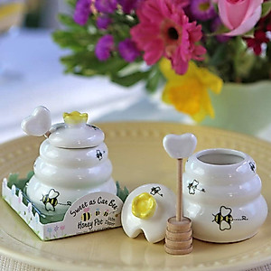 Sweet As Can Bee Ceramic Honey Pot with Wooden Dipper