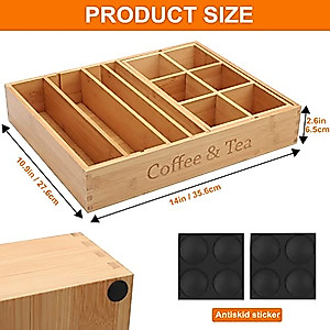 KEVTVEK K Cup Holder Organizer for Drawer or Countertop, 35-70 Coffee pod Holder Organizer, Adjustable K Cup Storage and Tea Bag Organizer for Coffee Station Home Office Bedroom and Kitchen(Bamboo)