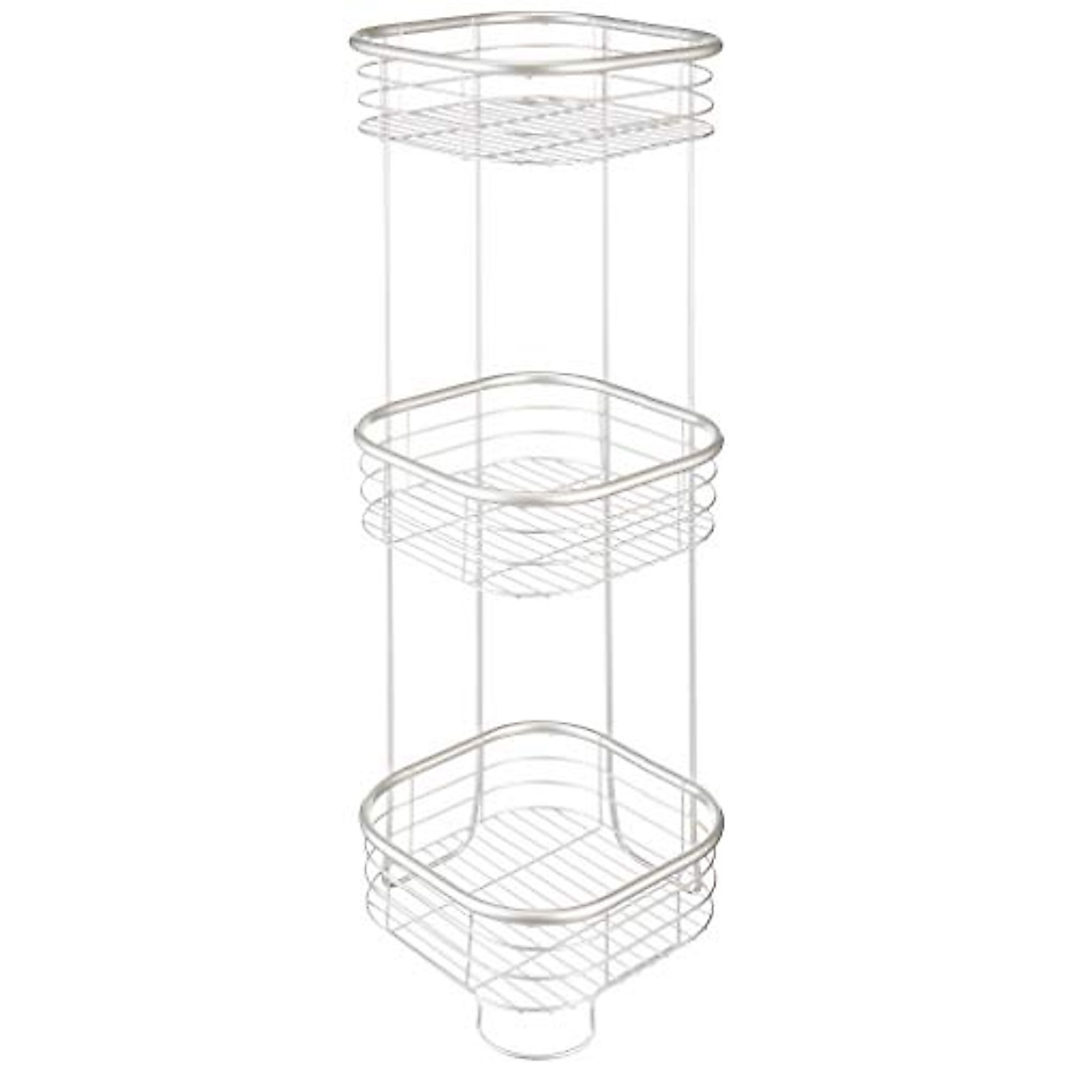 iDesign Standing Shower Caddy Organizer, The Forma Collection – 9.5" x 9.5" x 26.25", Satin Silver