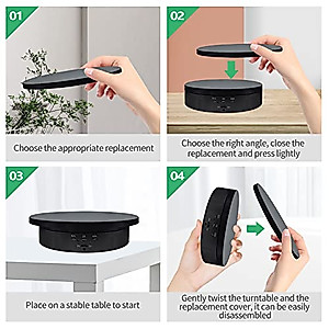 3 in 1 Motorized Rotating Display Stand with 5.74/7.08/8.66 inch Replacement Cover, 360 Degree Turner Cup Rotating Display Stand for Photography Products and Video Show,Max Load 22Lbs