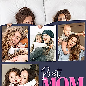 Baosity Mother's Day Blanket Gifts for Mom, Custom Blanket with Photos/Text, Personalized Picture Blanket Throw, Customized Birthday Gifts for Mom from Daughter Son - 4 Size (6 Photo W/Text)