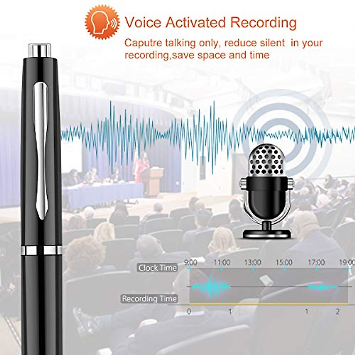 32GB Digital Voice Recorder - Voice Activated Recorder for Lectures Meetings Classes, Audio Recording Device Audio Recorder Portable USB MP3 Playback