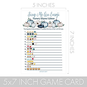Blue Little Pumpkin Baby Shower Party Games - Animal Pregnancy and Emoji Picture Guessing Game (2 Game Bundle) - 20 Dual Sided Cards, Fall Baby Shower