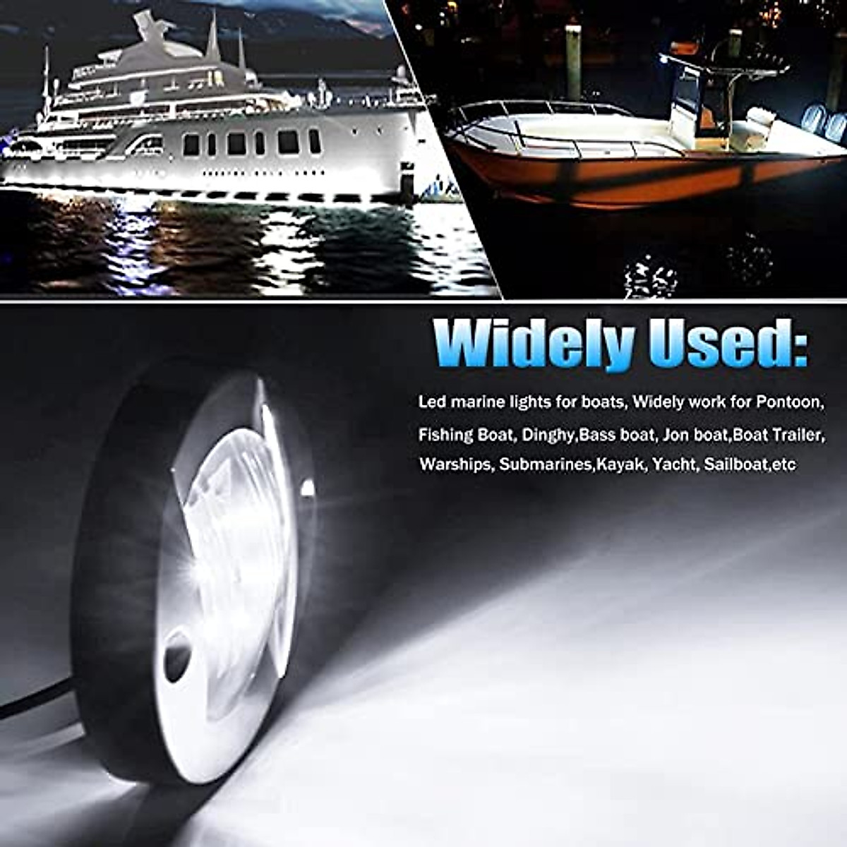 ikasus Round Trailer LED Marker Clearance Tail Lights,12V/24V Waterproof Led Trailer Light,Green 6 LED Stop Turn Tail License Brake Running Light Lamp for Trailers Boat Trailer Truck Marine Camper RV