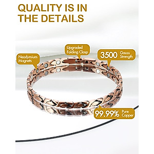 Feraco Magnetic Copper Anklets for Women Copper Ankle Bracelet for Women 99.99% Pure Copper with Magnets for Feet & Ankles (X Shape)