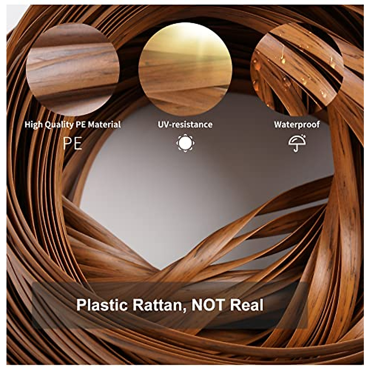 Feyart PE Rattan Strip for Outdoor Rattan Furniture Repair, 8mm Plastic Wicker for Patio Furniture Restore, 500g/65m Long (Dark Brown)