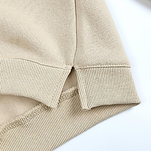 RUKOSU Toddler Baby Boy Girl Fleece Pullover Sweatshirt Solid Color Crewneck Blouse Shirt Tops Warm Fall Winter Clothes Apricot 2-3T