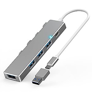3.0 USB C Hub, Slim Aluminium Alloy High-Speed External USB Port with USB-C to USB Adapter, USB Extender Splitter Compatible with Computer, Mac, PCs, Smartphone, and Tablet