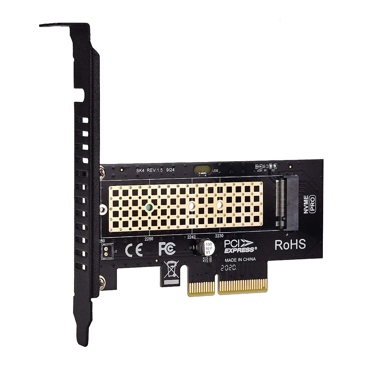 M.2 NVME SSD to PCIe 4.0/3.0 x4 Adapter, M.2 2280 2260 2242 2230 SSD to PCIe 4.0/3.0 x4 Host Controller Adapter Card with Aluminum Heatsink for PC Desktop with Full Speed