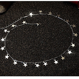 Jude Jewelers Stainless Steel Luck Stars Dainty Choker Necklace (Silver)