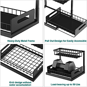 YTCYKJ Under Sink Organizers,2 Tier Pull Out Cabinet Organizer,Drawer Pull Out Cabinet Organizer,Slide Out Kitchen Cabinet Storage Sliding Shelves,14.4L x 10.6W x 10.4H