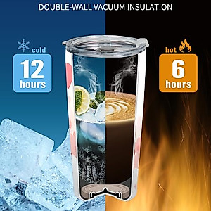 QWEUIOP 20oz Insulated Travel Coffee Mug Heart Pattern Stainless Steel Tumbler with Lid Double Wall Vacuum Coffee Cup For Hot and Cold Drinks14489