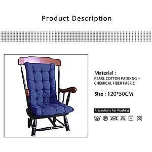 Sundaylike High Back Patio Chair Cushions Outdoor, Rocking Chair Cushions Set with Ties, Thickened Patio Chaise Lounger Swing Bench Cushion Loveseat Recliner Pads Mat Garden (Navy Blue)