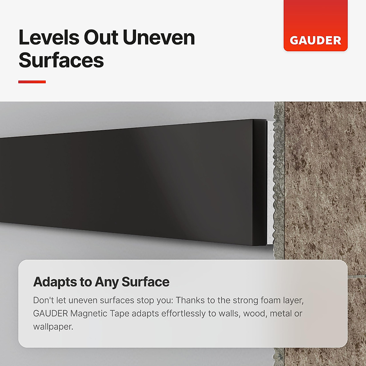 GAUDER Magnetic Tape Extremely Self Adhesive (0.6 Inch x 10 Feet) | Magnetic Strips | Magnet Roll