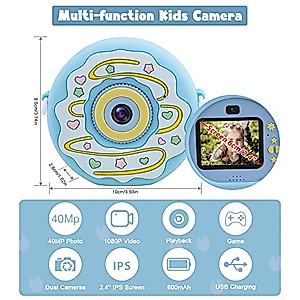 Kids Camera for Girls and Boys, Hacevida Kids Digital Camera with 1080P HD Dual Lens 8X Zoom 32GB TF Card, Toddler Camera Best Christmas Birthday Gifts for Toddler Kids 3 Years Old and Up