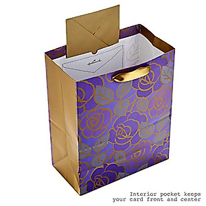 Hallmark 13" Large Gift Bag with Tissue Paper (Purple Flowers, Gold Accents) for Birthdays, Mother's Day, Bridal Showers, Weddings, Retirements, Anniversaries, Engagements, Any Occasion