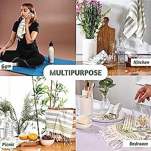 Folkulture Hand Towels for Bathroom, Set of 2 Decorative Hand Towels with Hanging Loop, 100% Cotton Turkish Hand Towels Set or Boho Hand Towels for Kitchen 16" x 30" Inches (Fiji - Sage Green)