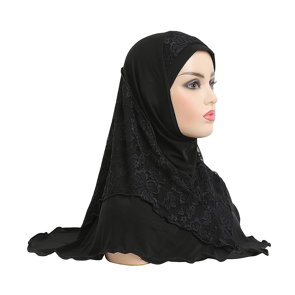 ANKOMINA Women Muslim Hijab Head Wrap Scarf Fashion Lace Head Scarf Headwear Hair Cap Shawl