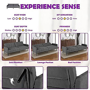 TYBOATLE 82” Modern Upholstered Convertible Folding Futon Sofa Bed, Sleeper Bed Couch w/USB Charging Ports and Pillows, Tufted 3 Seat Loveseat Sofas for Living Room, Apartment, Bedroom (Grey)