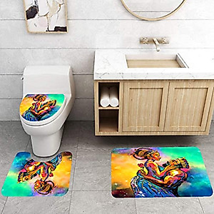 African American Men and Women Shower Curtain Sets, 4PCS Set for Bathroom Decor-1 HD Pattern Printing Shower Curtain & 3 Non-Slip Toilet Rugs and Lid Cover (Red)