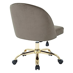 OSP Home Furnishings Layton Mid-Back Adjustable Office Chair with 5-Star Base, Gold Finish and Blue Azure Velvet