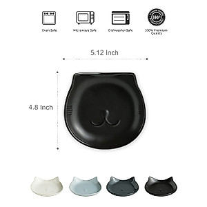 Miamolo Spoon Rest for Stove Top, 5.12 Inches Ceramic Spoon Holder for Kitchen Counter, Cat Cooking Utensil Rest for Spatula Spoons Ladles, Farmhouse Kitchen Decor, Black