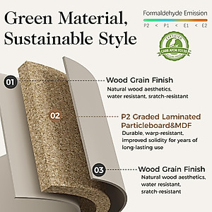 RoyalCraft 3 Drawer Dresser Set of 2, Fluted Chest of Drawers with Storage, Modern Painted 30 inch Tall Nightstand for Bedroom Living Room Entryway, Beige