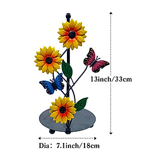 Sunflower Kitchen Paper Towel Holder with Sunflower and Butterfly, Black Metal Farmhouse Countertop Yellow Kitchen Decor Accessories