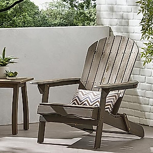 Christopher Knight Home Great Deal Furniture Milan Outdoor Rustic Acacia Wood Folding Adirondack Chair, Gray