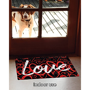 Toland Home Garden 800535 Love Hearts Valentines Door Mat 18x30 Inch Heart Outdoor Doormat for Entryway Indoor Entrance