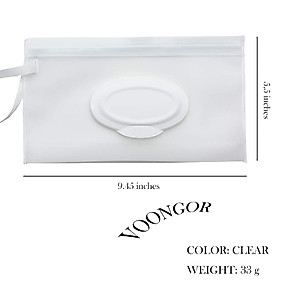 VOONGOR Portable Refillable Wet Wipe Pouch, Reusable Travel Wipes Holder & Case, Lightweight Flushable Diaper Wipes Container for Baby (Clear)