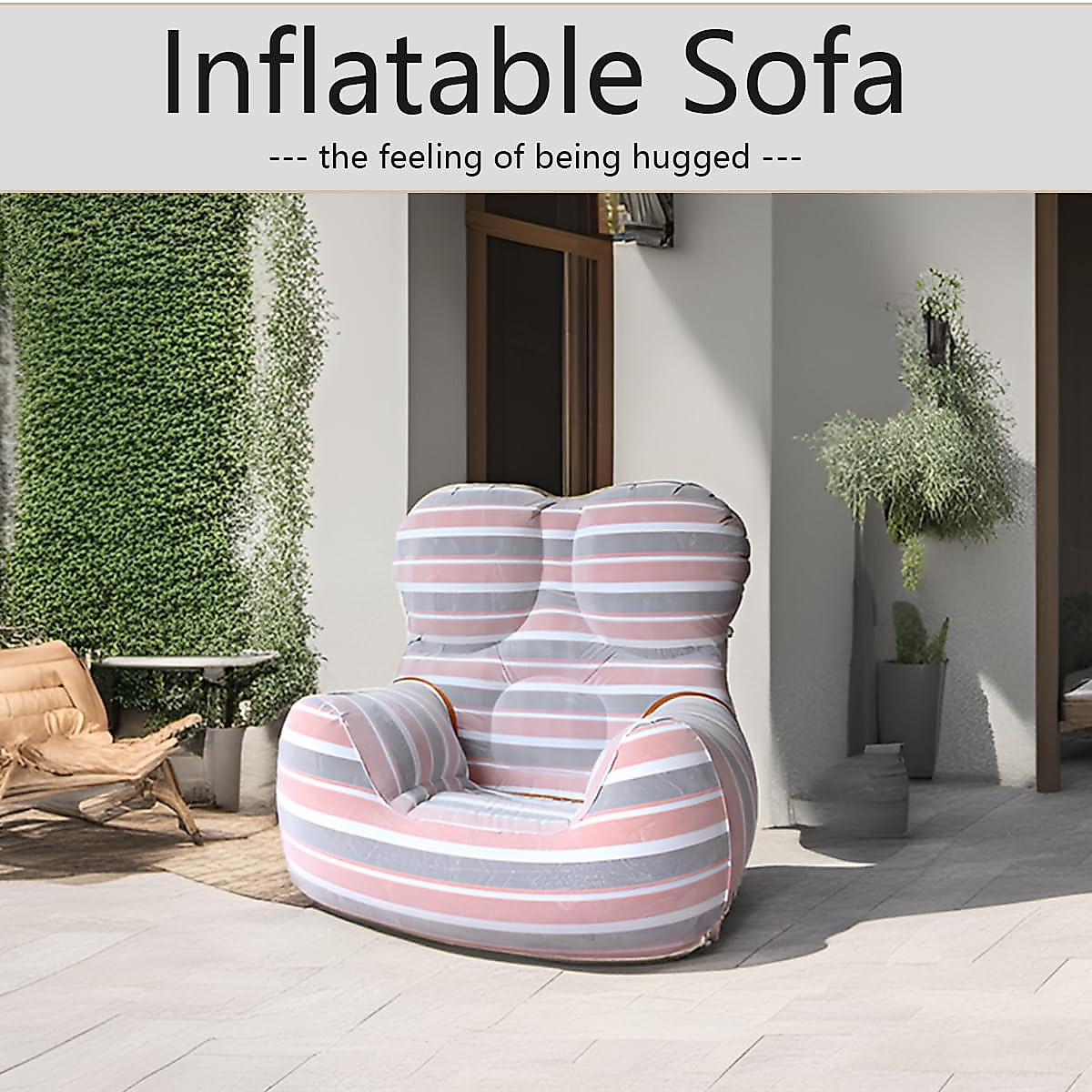 Baiao Inflatable Chair Sofa, Inflatable Couch Outdoor Air Sofa, Blow Up Couches for Home Garden Camping Travel(Coffee)